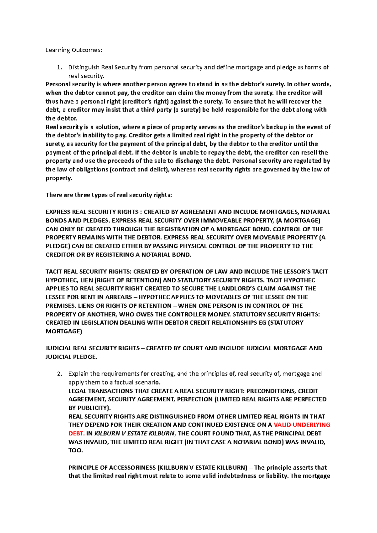 Property - Real Security - Learning Outcomes: Distinguish Real Security ...