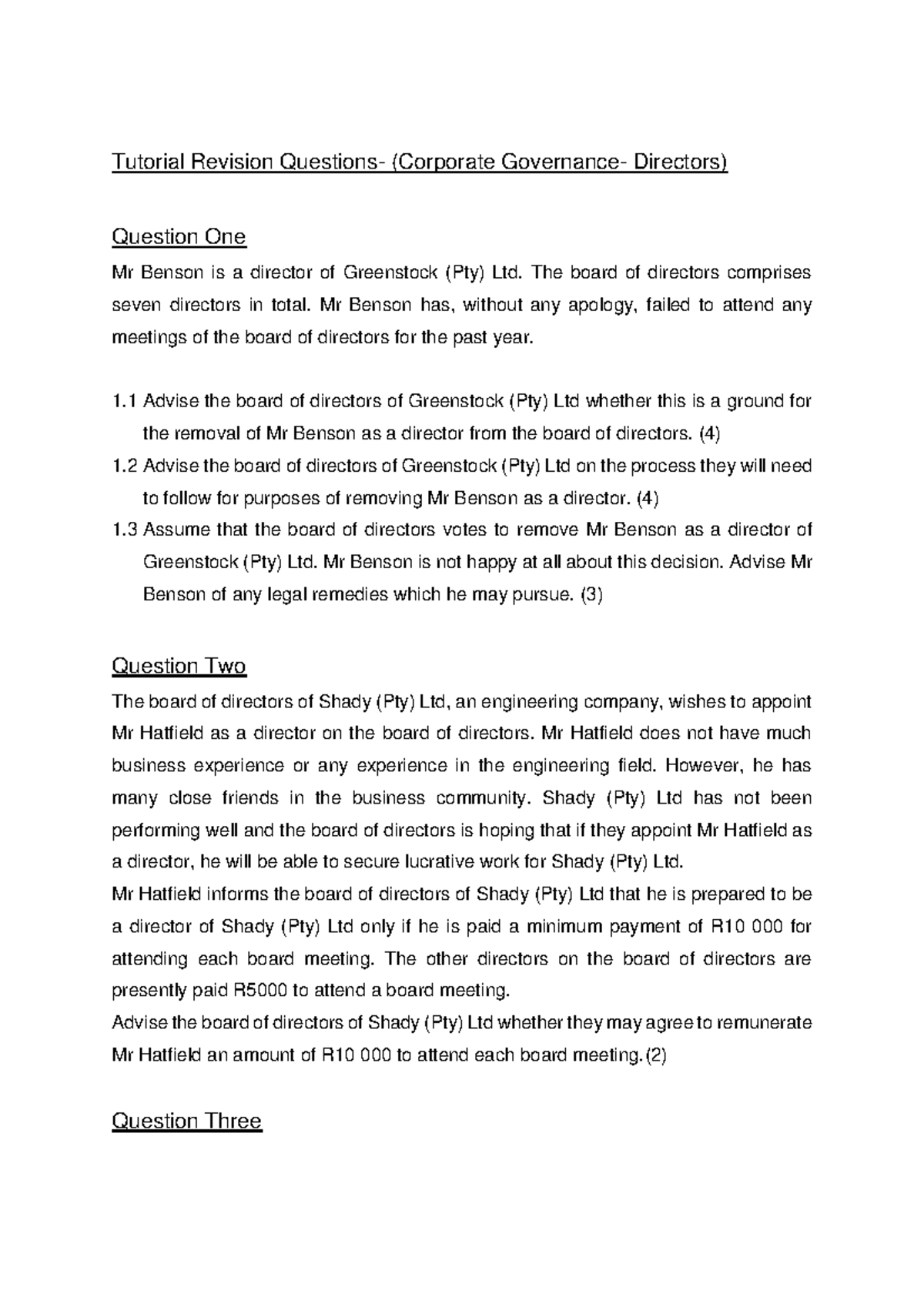 Tutorial CG Directors - Tutorial Revision Questions- (Corporate ...