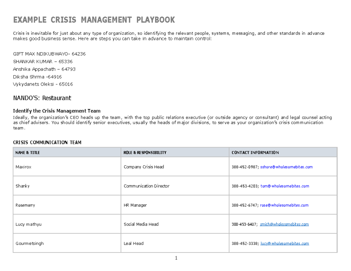 Crisis-Management-Playbook - Crisis is inevitable for just about any ...