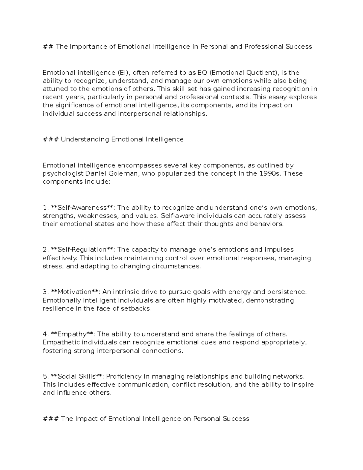 The Importance of Emotional Intelligence in Personal and Professional ...