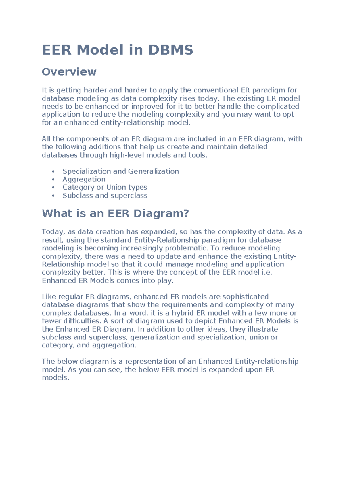 THE EER Model - Bachelor of Computer Applications - EER Model in DBMS ...