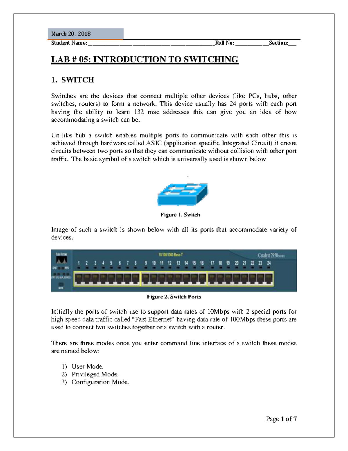 LAB 05 - lab manaual - March 20 , 2018 Student Name: - Studocu