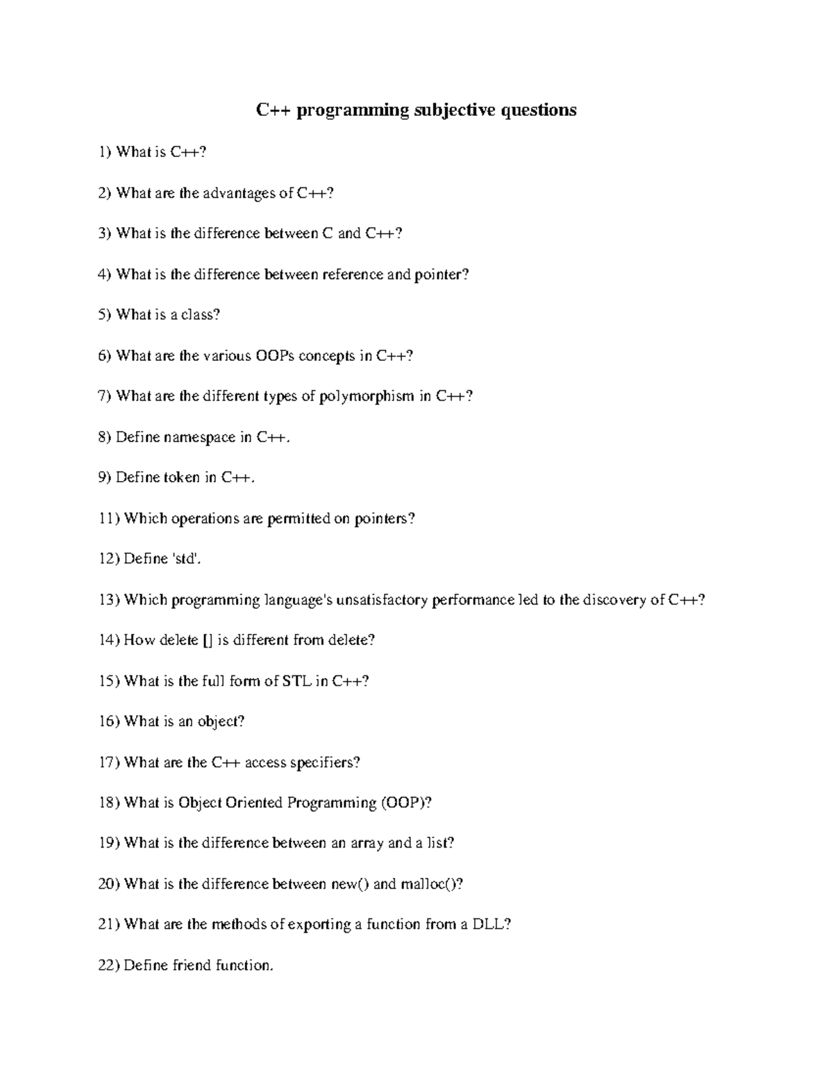 C++ programming subjective question - C++ programming subjective ...