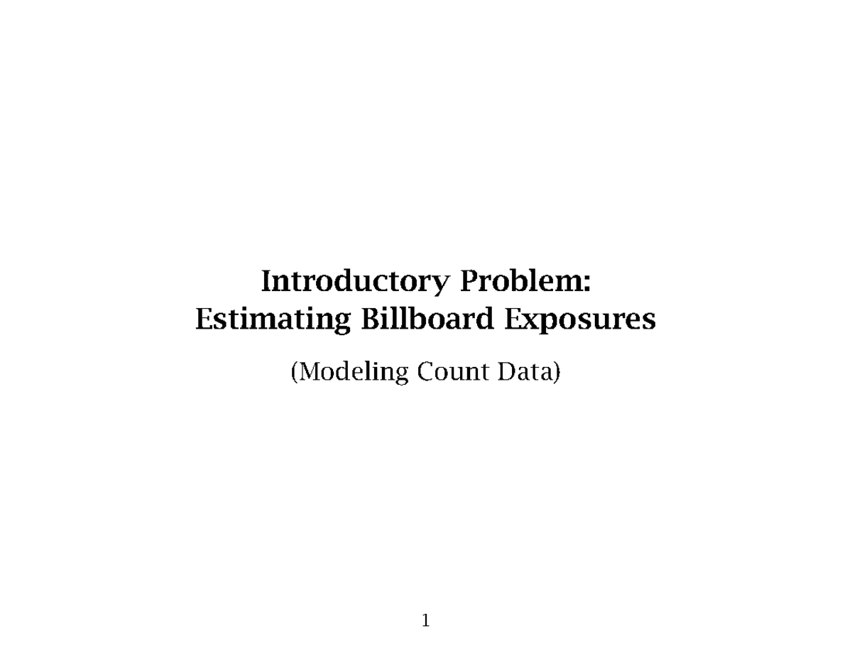 Session 2 billboard counting - Introductory Problem: Estimating Billboard Exposures (Modeling ...