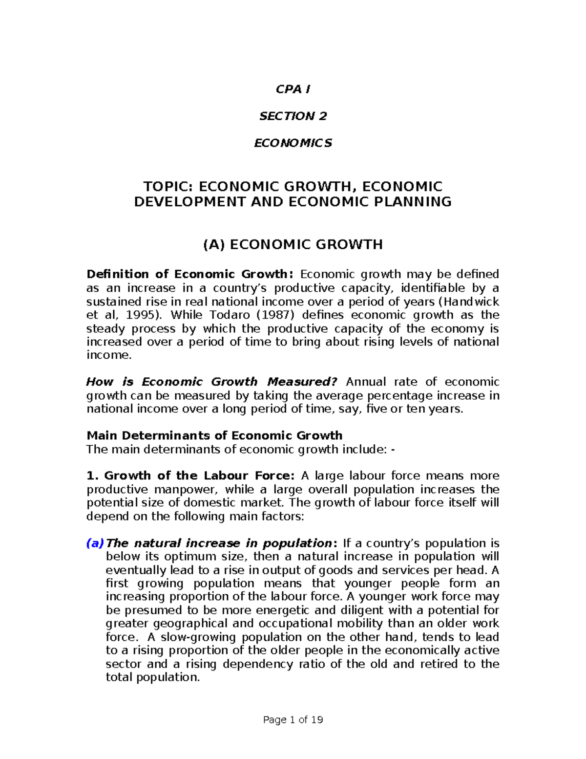 Econ benjamin ECO GRO DEV-Ed 5 - CPA I SECTION 2 ECONOMICS TOPIC ...