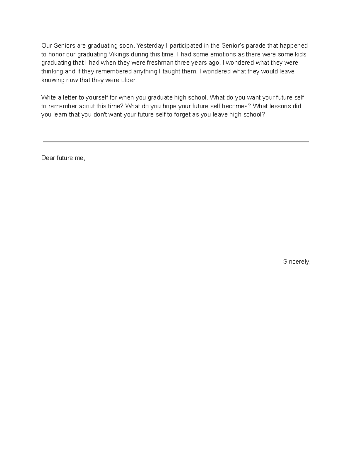 Rashid Ishimwe [ Student] - Letter to future self - Our Seniors are ...