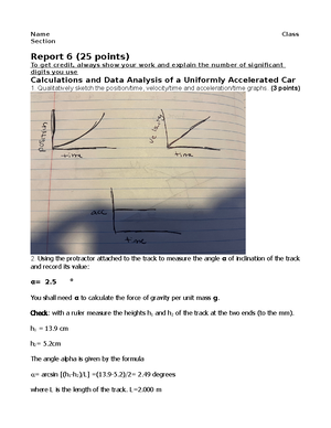 Physics lab report 2 - Name Class Section Laboratory Report 2 (27 ...