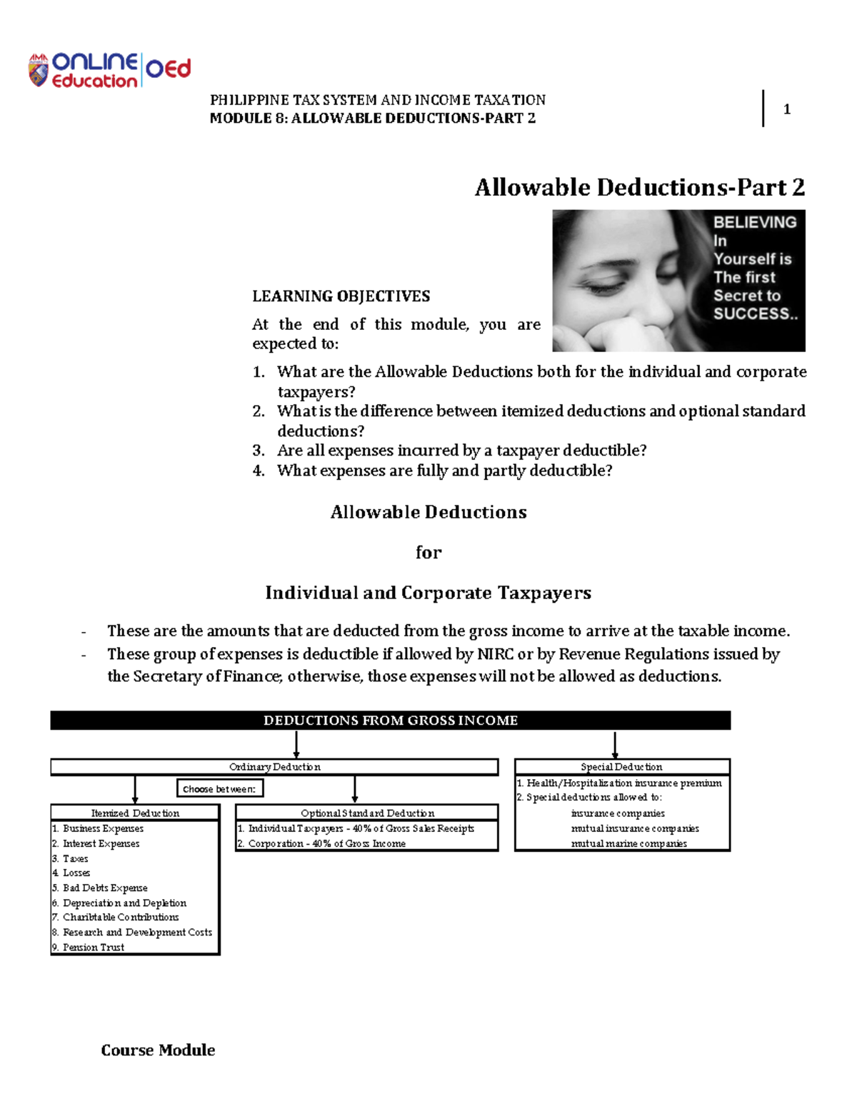Week009-Module - sfghdfsgh - PHILIPPINE TAX SYSTEM AND INCOME TAXATION ...
