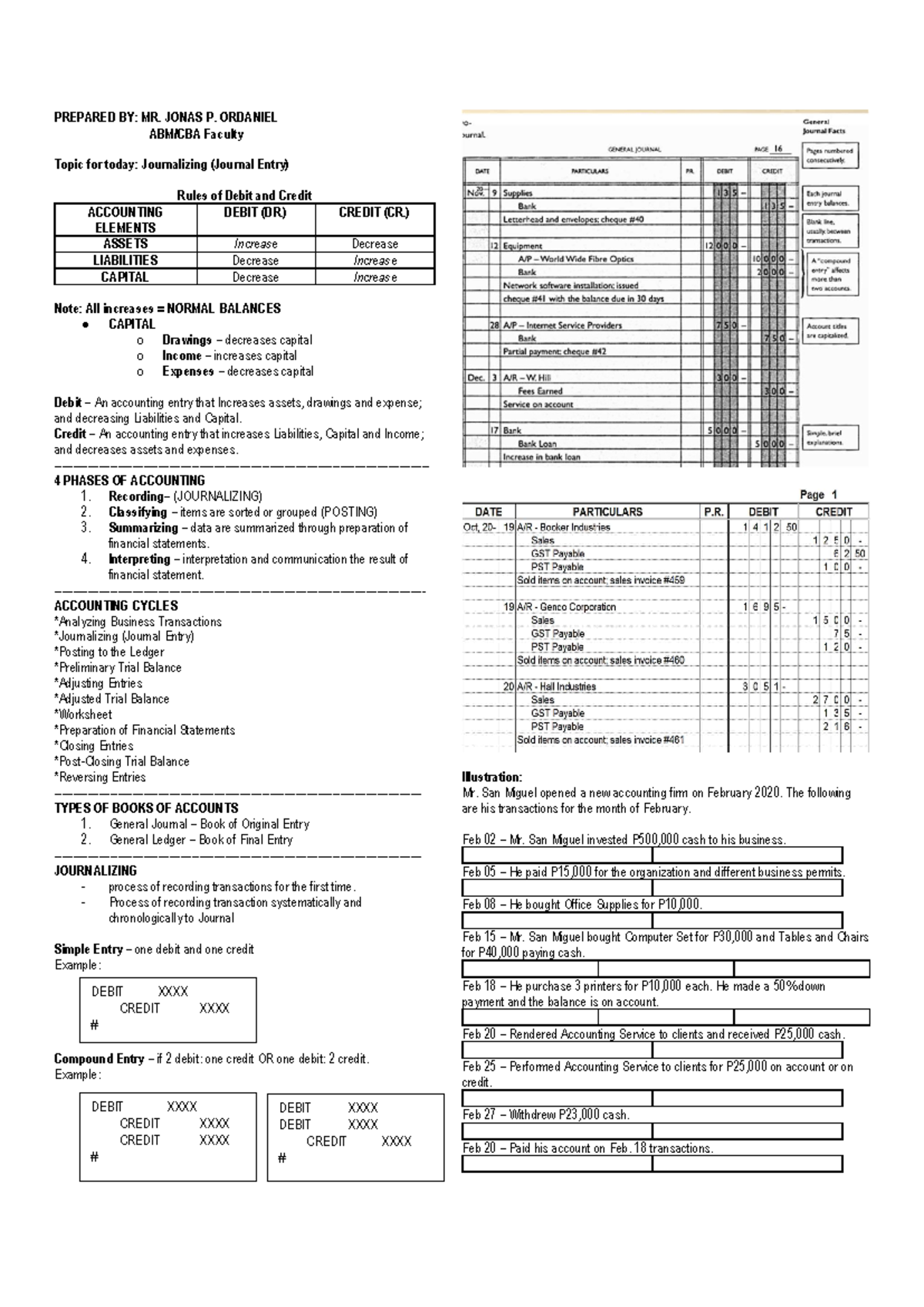 Module- Journal - PREPARED BY: MR. JONAS P. ORDANIEL ABM/CBA Faculty ...