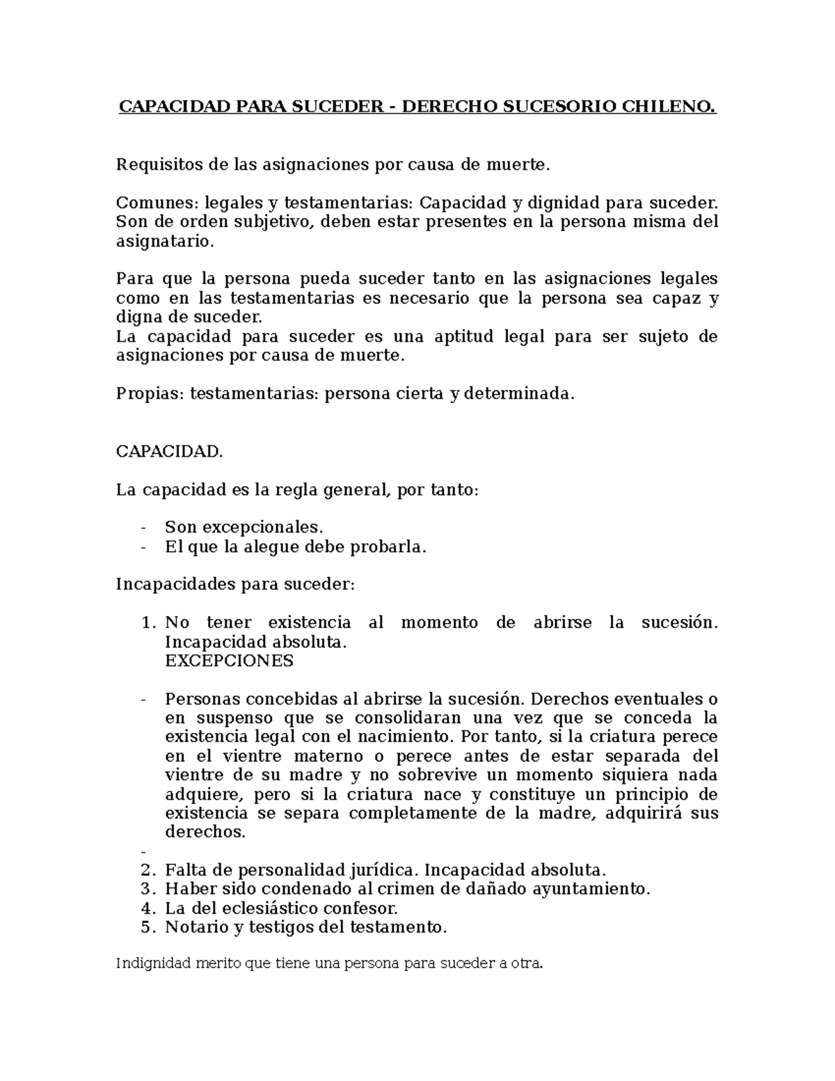 Capacidad PARA Suceder. Y - CAPACIDAD PARA SUCEDER - DERECHO SUCESORIO ...
