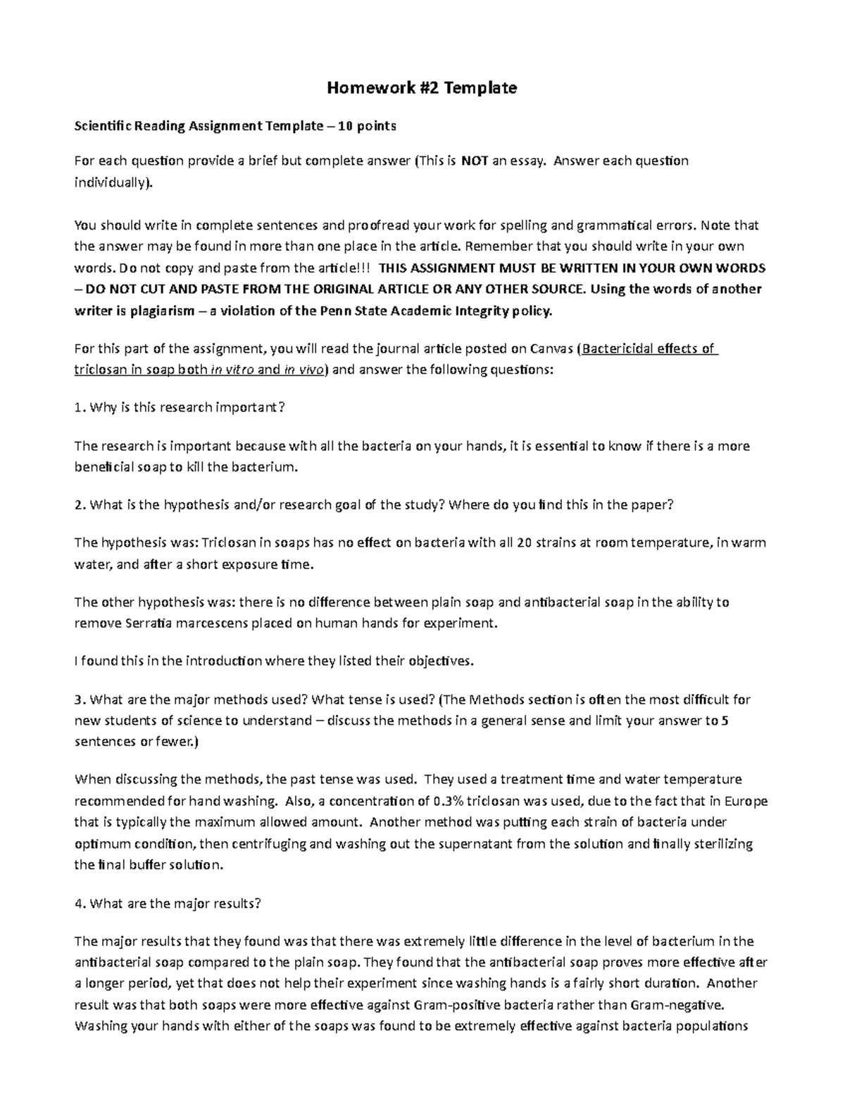 Bio110homework 2 - Homework 2 for the Biology 110 course at Penn State ...