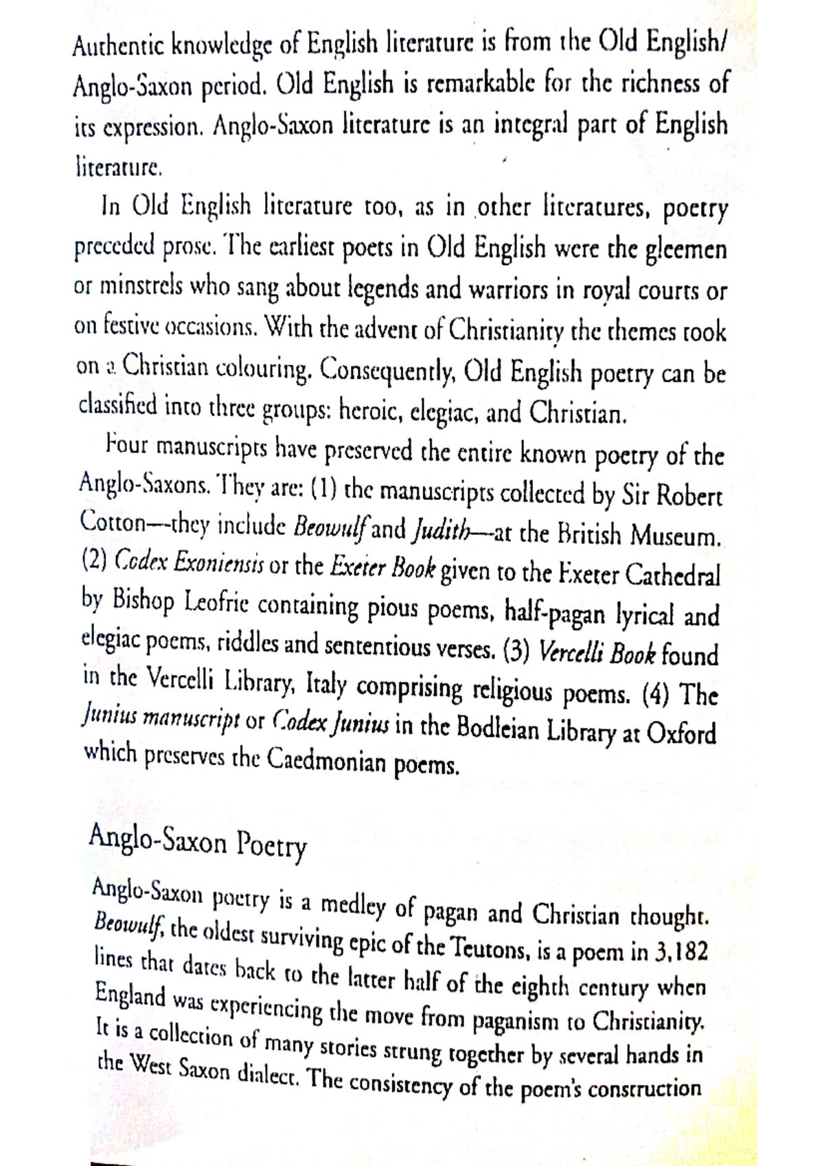 Anglo Saxon Literature - History of English literature - Studocu