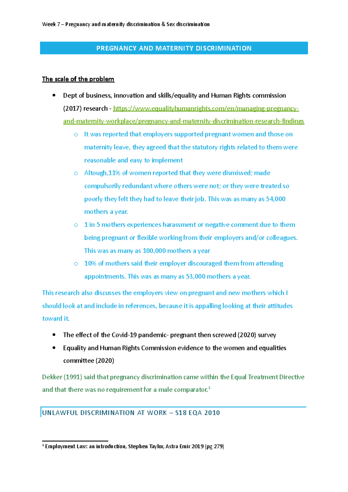 Pregnancy and maternity discrimination - PREGNANCY AND MATERNITY ...