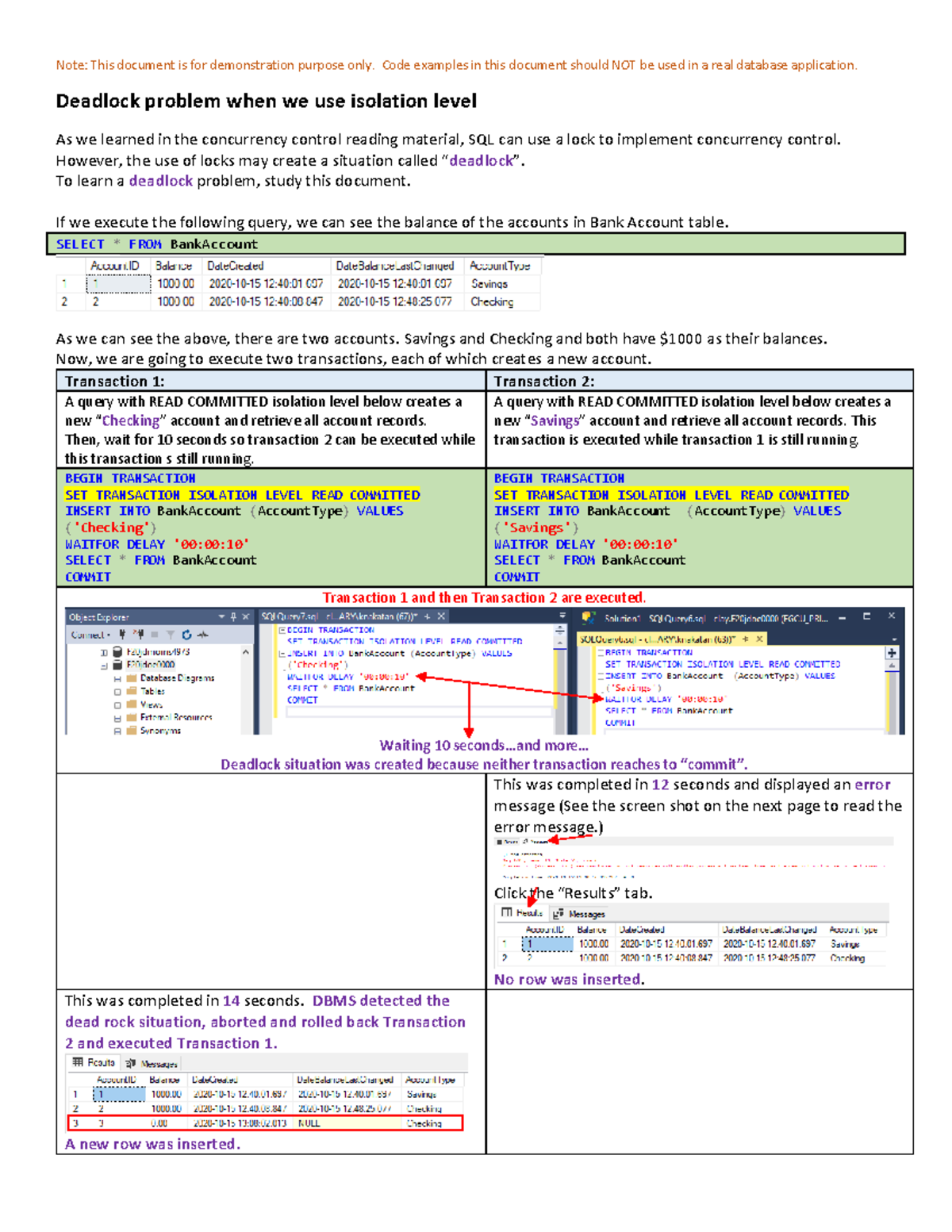 Dead Lock Reading - LECTURE NOTES / PRACTICE MATERIALS - Note: This ...