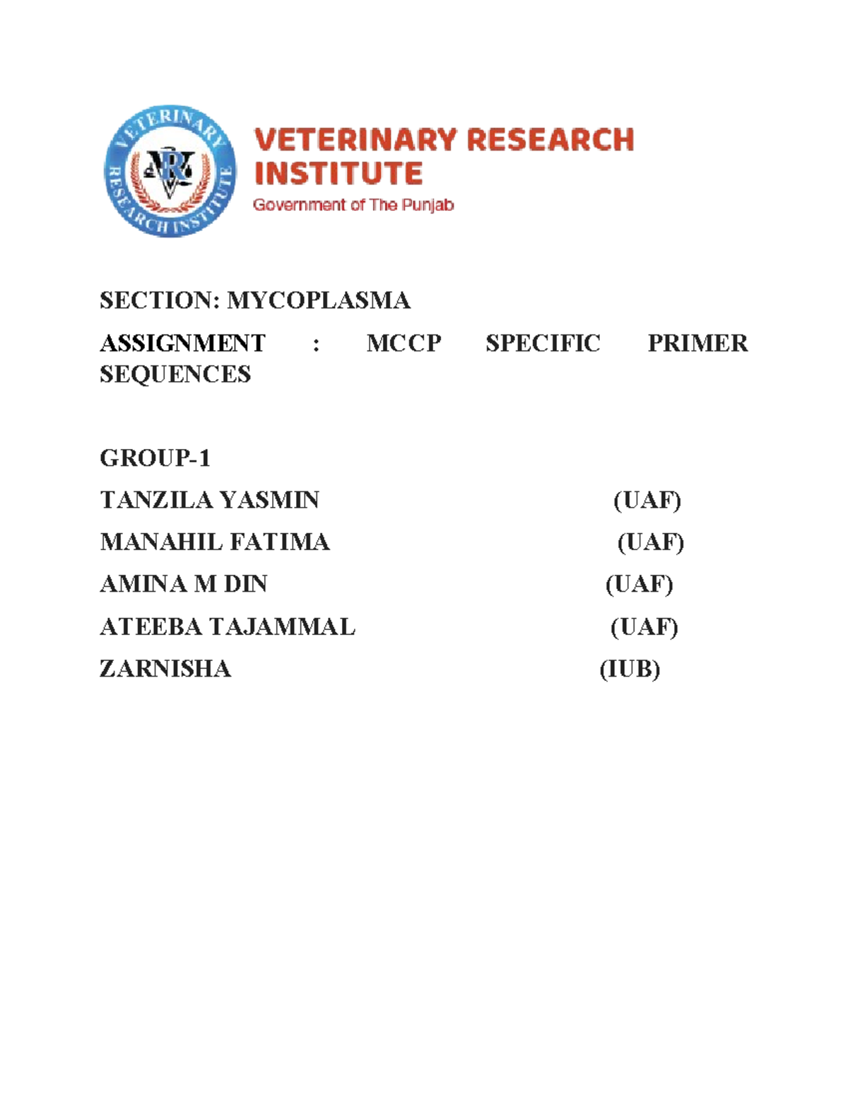 Mycoplasma - Internship Program assignment - SECTION: MYCOPLASMA ...
