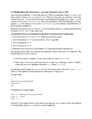 Hw1 - CS 584/684 Spring 2017 Homework 1 – due noon, Wednesday, April 12 2017 Your solutions to ...