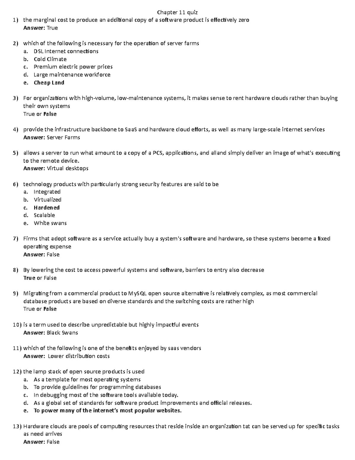 BA 382 Chapter 11 study questions - Chapter 11 quiz the marginal cost ...