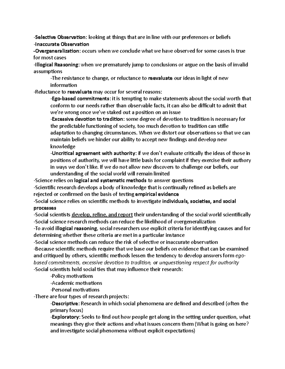 RM CH 1 Notes - Science and Society - Selective Observation: looking at ...