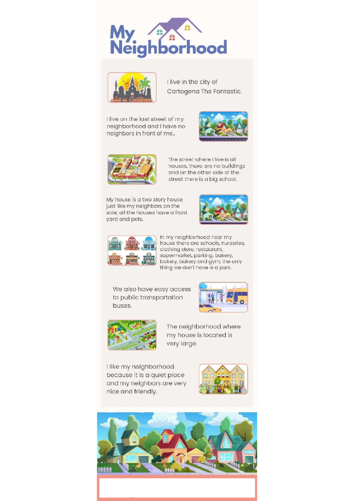 My Neighborhood - Mi vencindario, descripción del vecindario - ingles ...