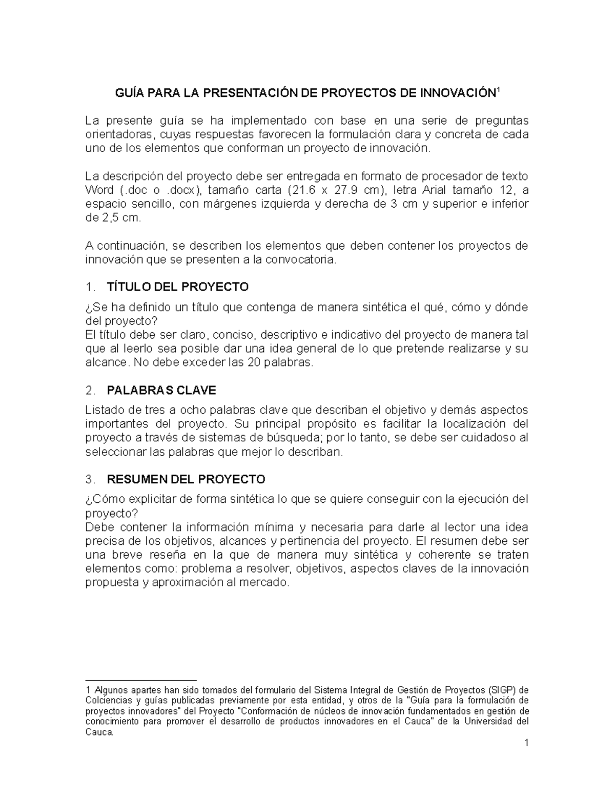 Estructura DE Proyecto DE Innovacion - Curso Gestion DE LA Innovacion ...