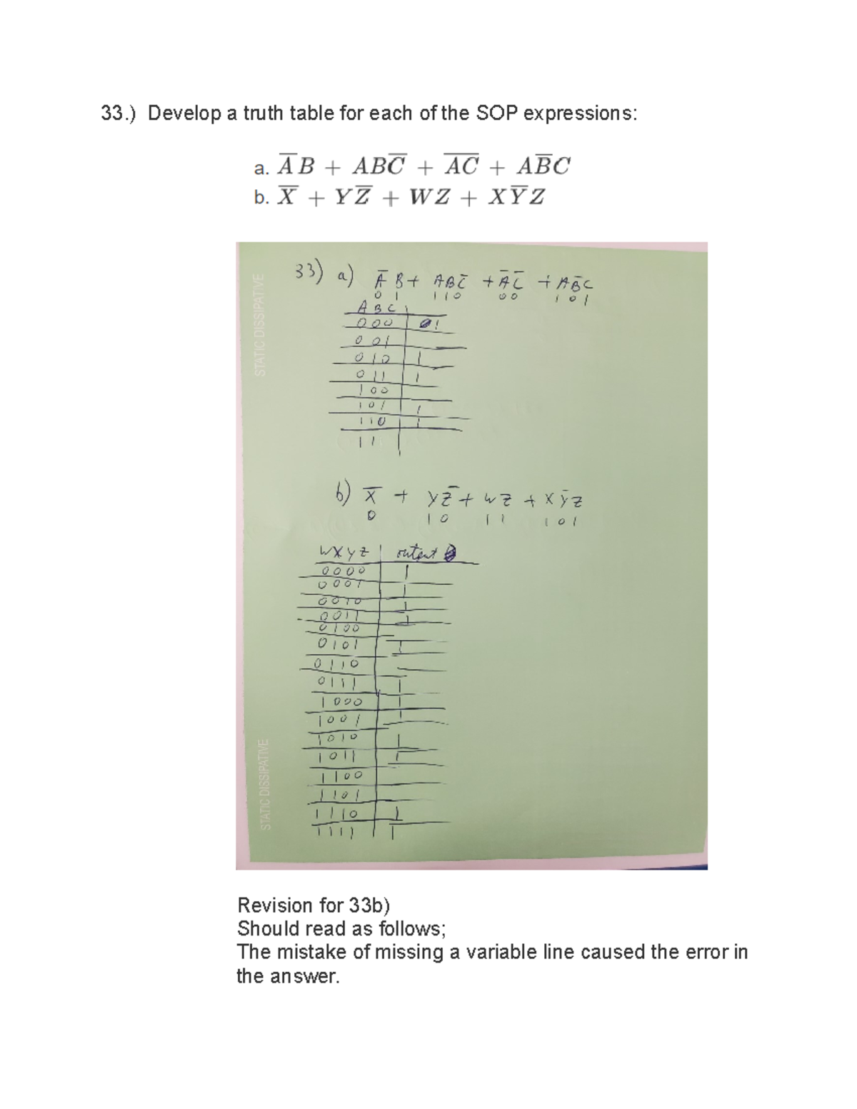 Review Assignment Week 1 - 33.) Develop a truth table for each of the ...