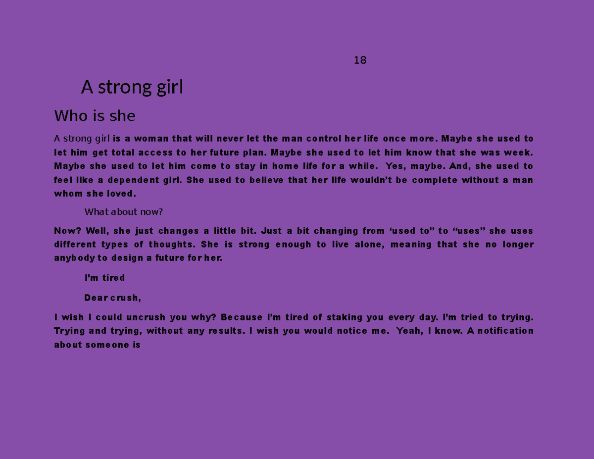 Heart broken - sadsadsad - 18 A strong girl Who is she A strong girl is ...