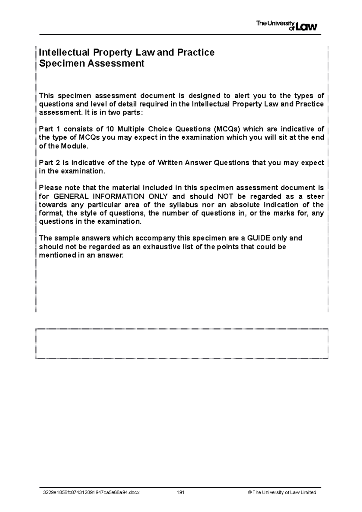 IP Mock Exam - MOCK EXAM - Intellectual Property Law and Practice ...
