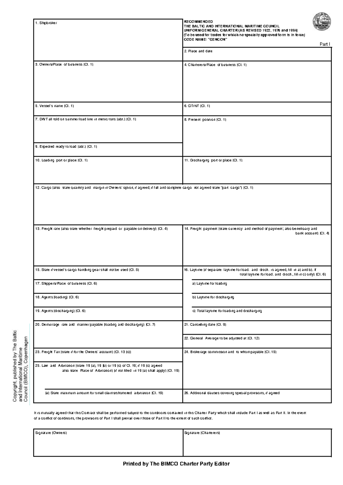 Gencon 94 - tham khảo - RECOMMENDED THE BALTIC AND INTERNATIONAL ...