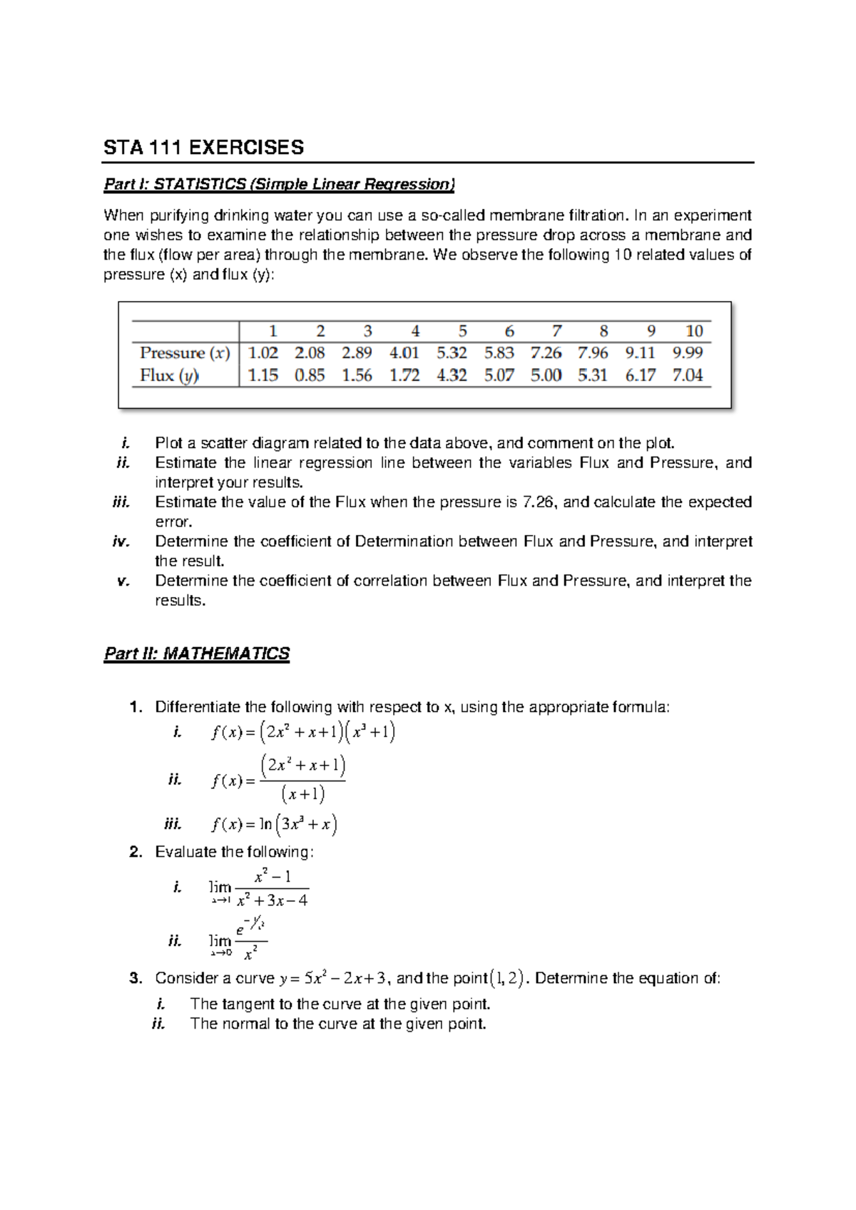STA 111-Exercises-Chapter 7 - STA 111 EXERCISES Part I: STATISTICS ...