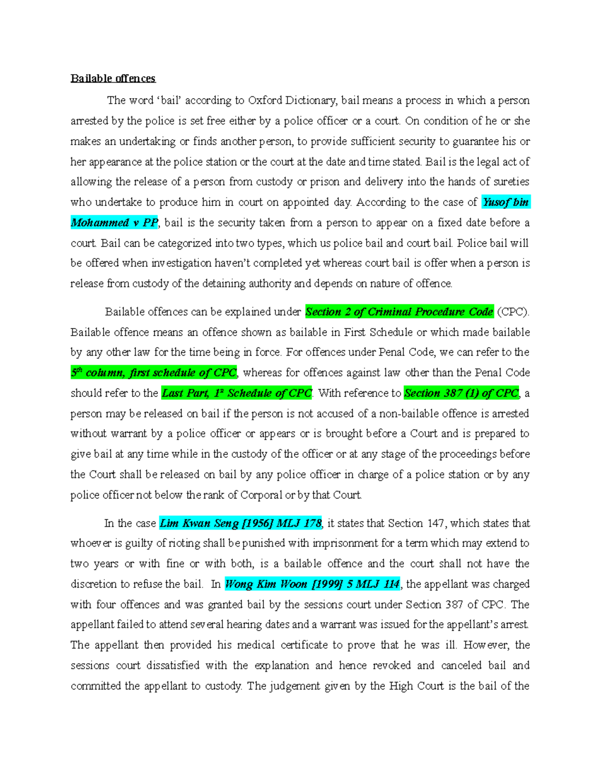 PCC chap1 bailable and non-bailable offences # - Bailable offences The ...