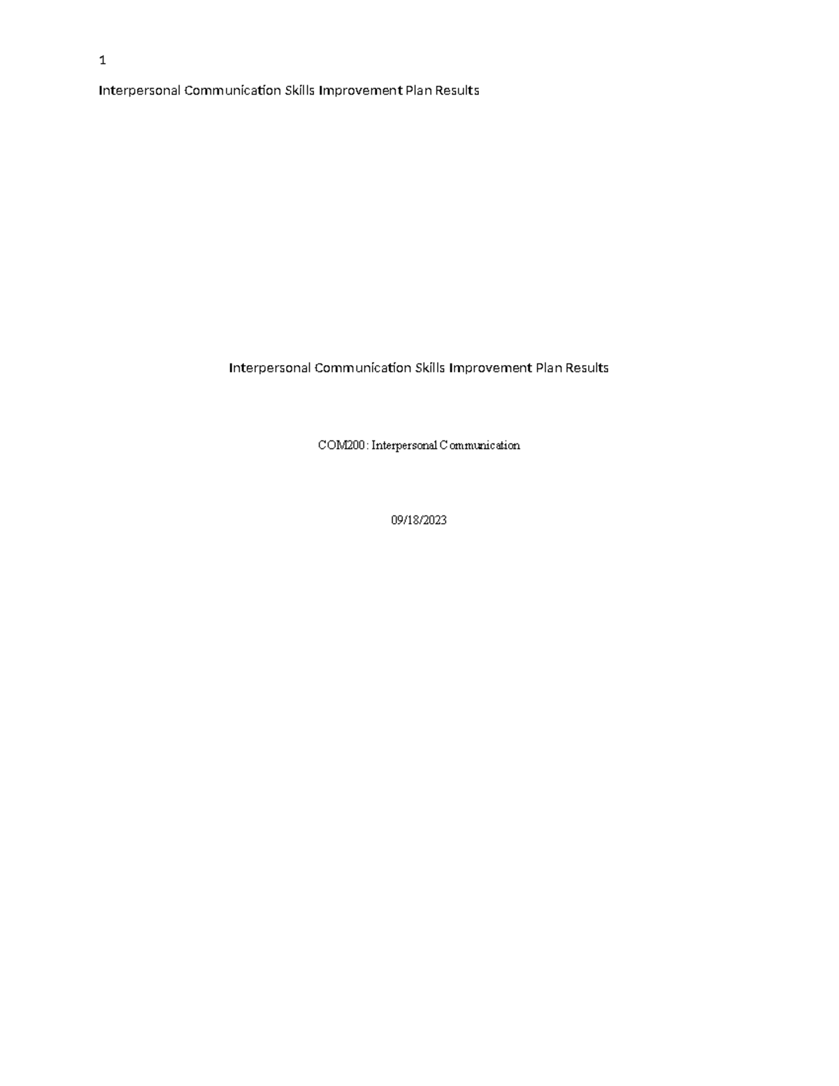 COM200 Week 5 Final Paper - Interpersonal Communication Skills ...