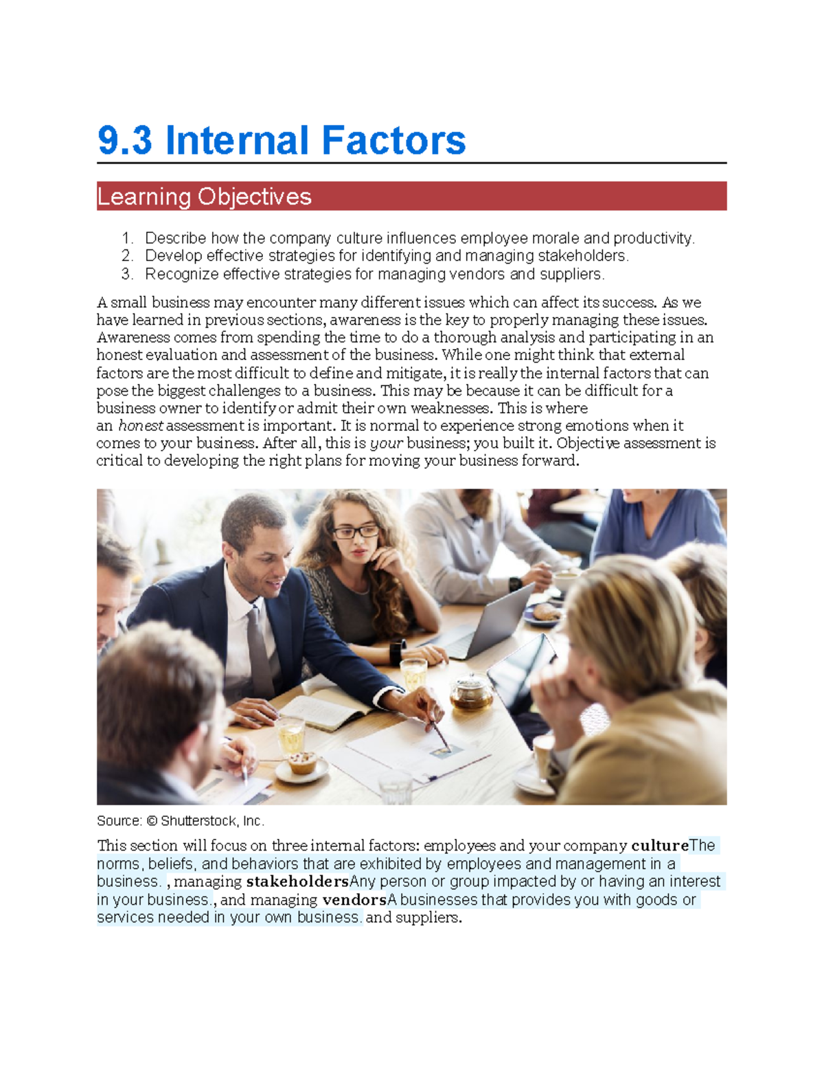 9.3 Internal Factors - 9 Internal Factors Learning Objectives Describe ...