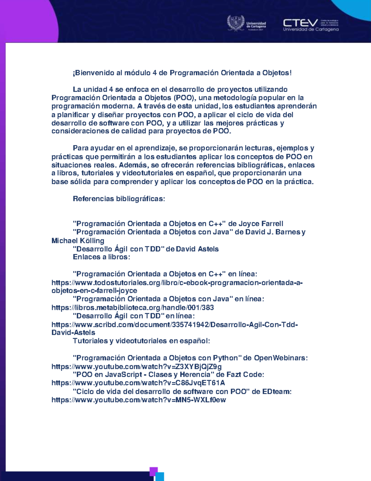 Módulo 4 - guia - ¡Bienvenido al módulo 4 de Programación Orientada a ...