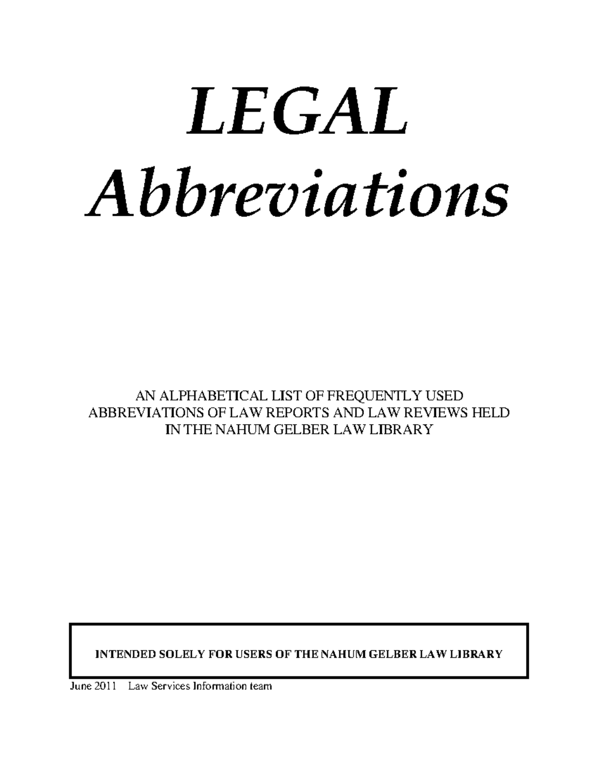 Legal Abbreviations - LEGAL Abbreviations AN ALPHABETICAL LIST OF ...