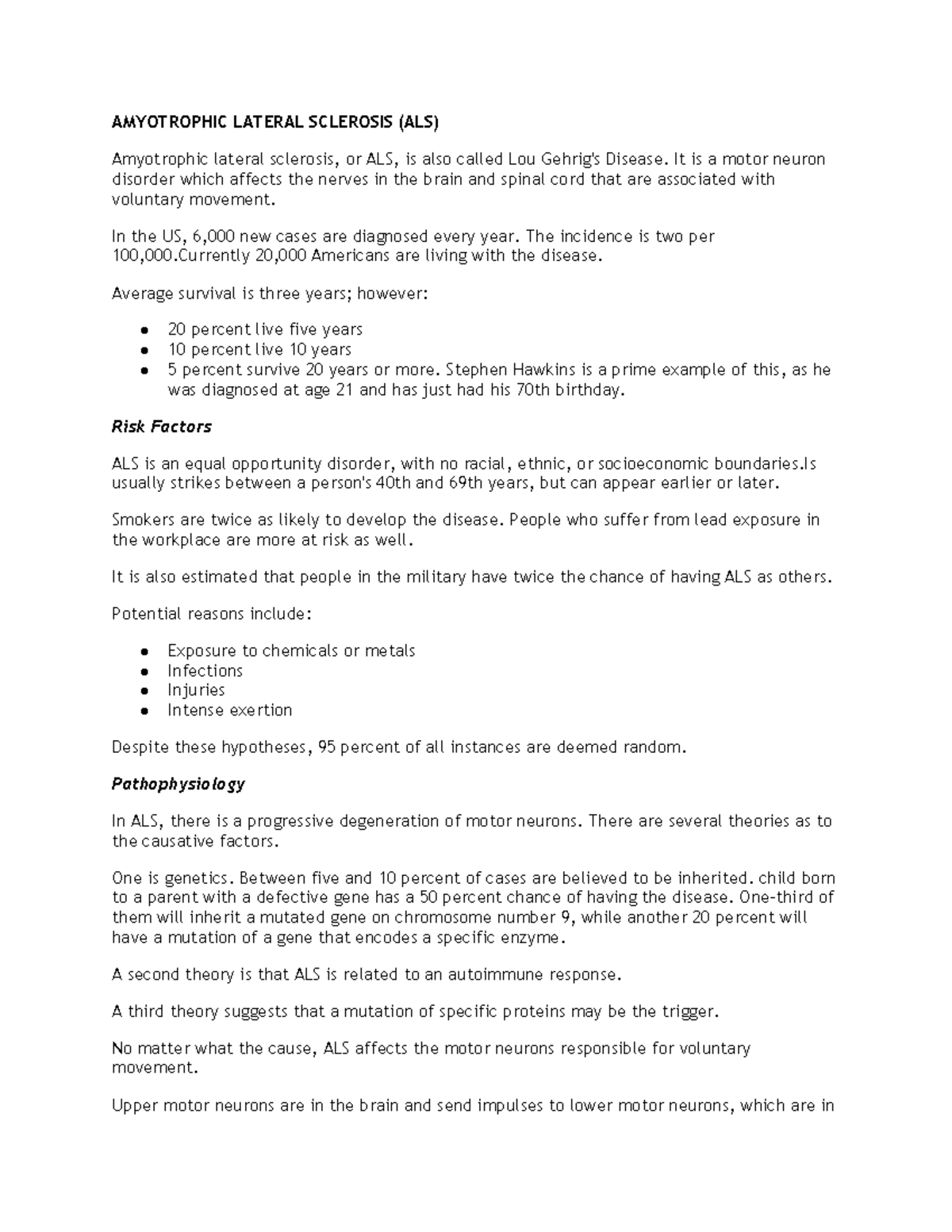 ALS and how it affects people especially - AMYOTROPHIC LATERAL ...