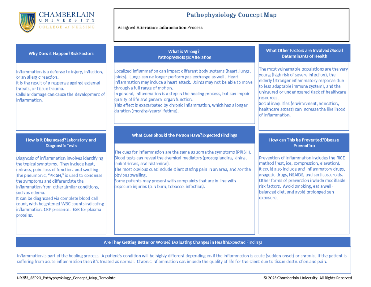 Inflammation Process - Concept Maps for NR 283 - NR283_SEP23 ...
