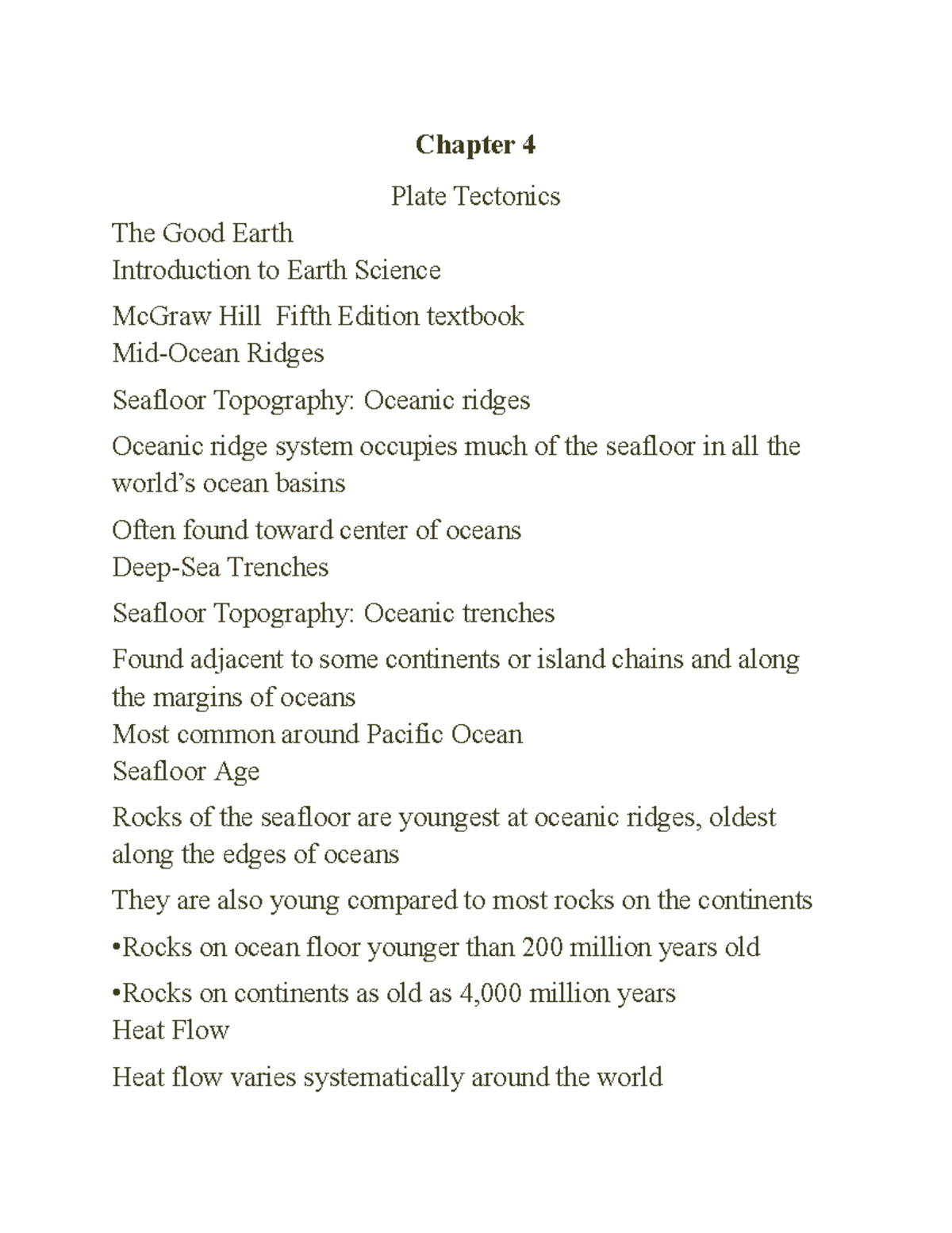 Chapter 4 Plate Tectonics - Chapter 4 Plate Tectonics The Good Earth ...