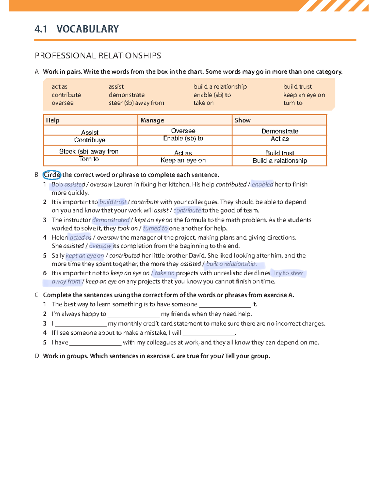 BUS Program Evolve 5 Lesson Plan 4 Handout 1 - PROFESSIONAL ...