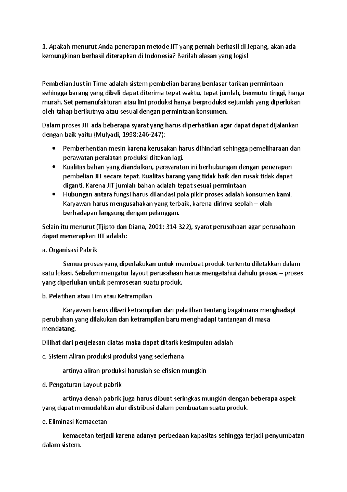 Diskusi 6 Sistem Informasi - Apakah menurut Anda penerapan metode JIT ...