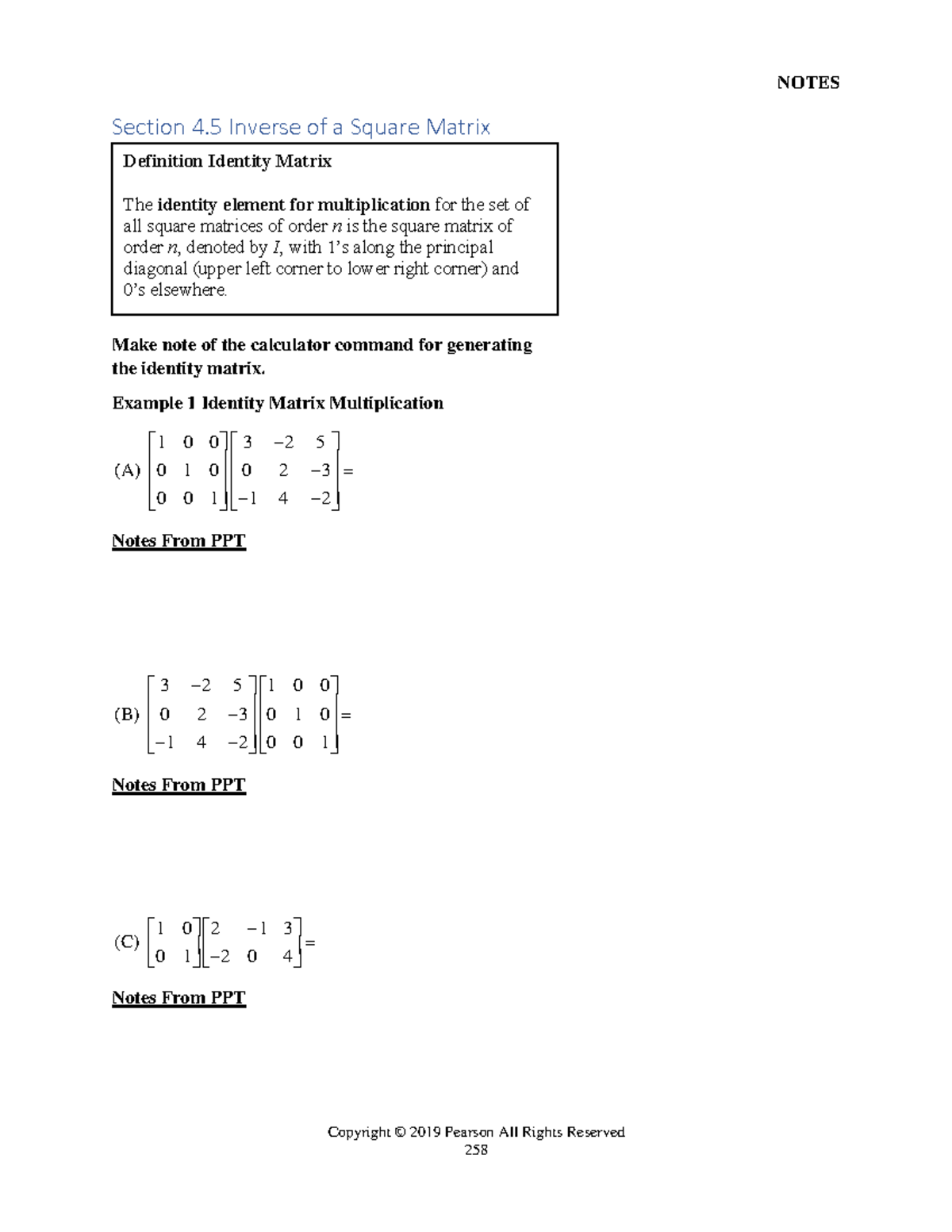 Bfmb14e noteguide 4 5 - Inverse of a Square Matrix practice - NOTES ...