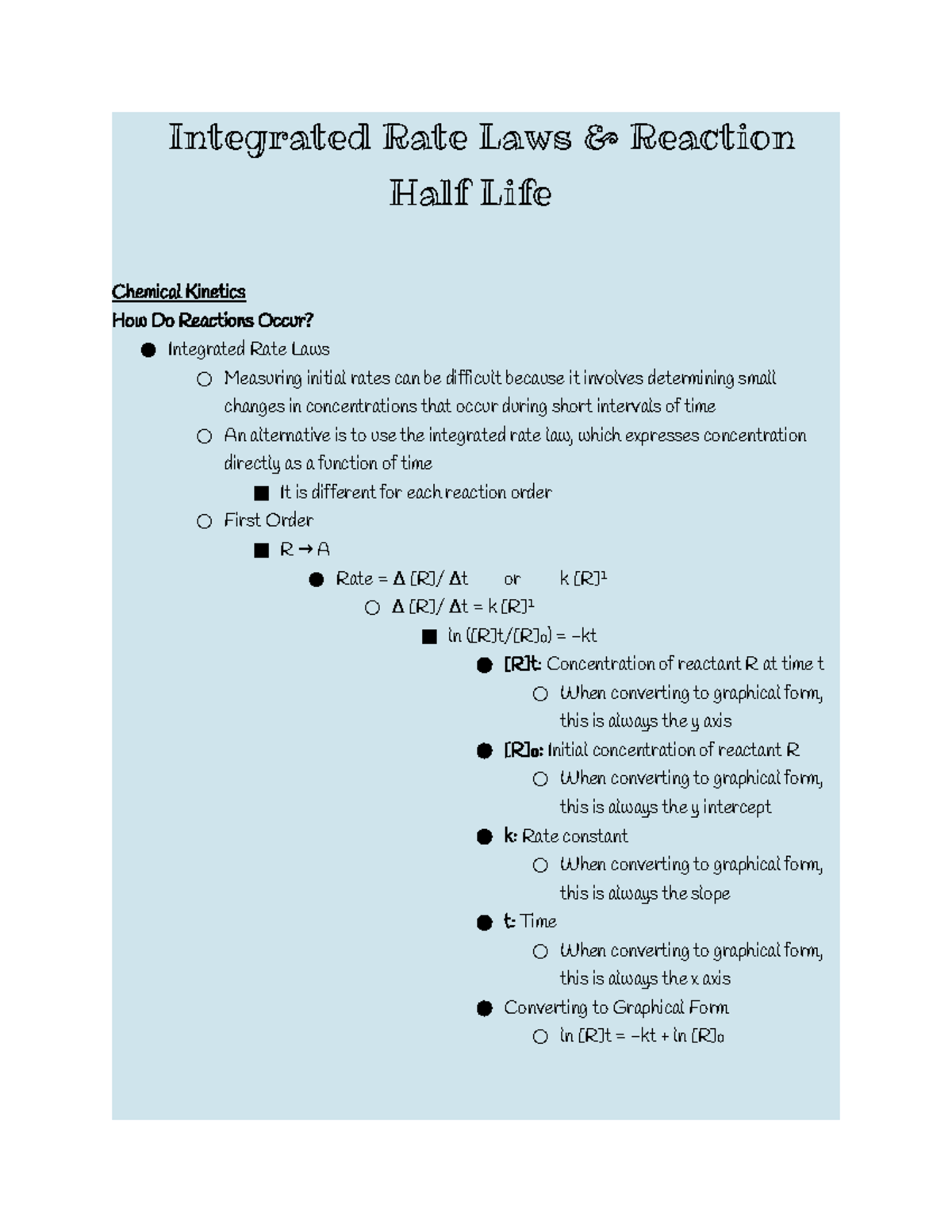 Integrated Rate Laws Reaction Half Life - Rate Laws Reaction Half ...