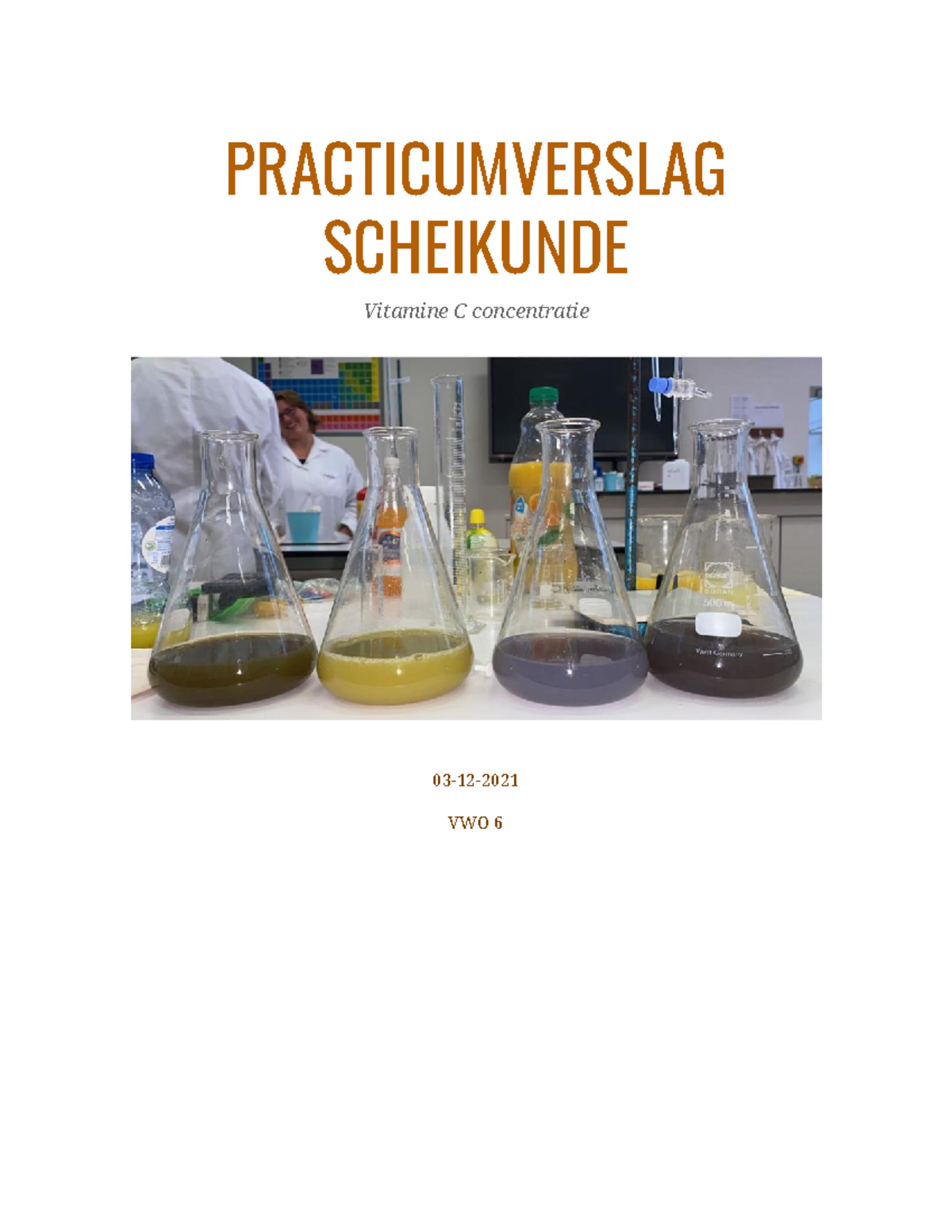 Scheikunde PO - PRACTICUMVERSLAG SCHEIKUNDE Vitamine C concentratie 03 ...