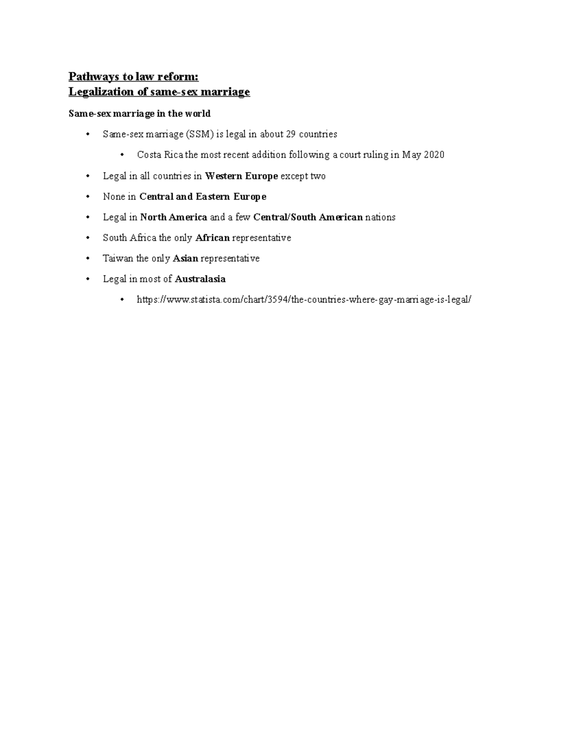 Lecture 6 Notes Pathways To Law Reform Legalization Of Same Sex