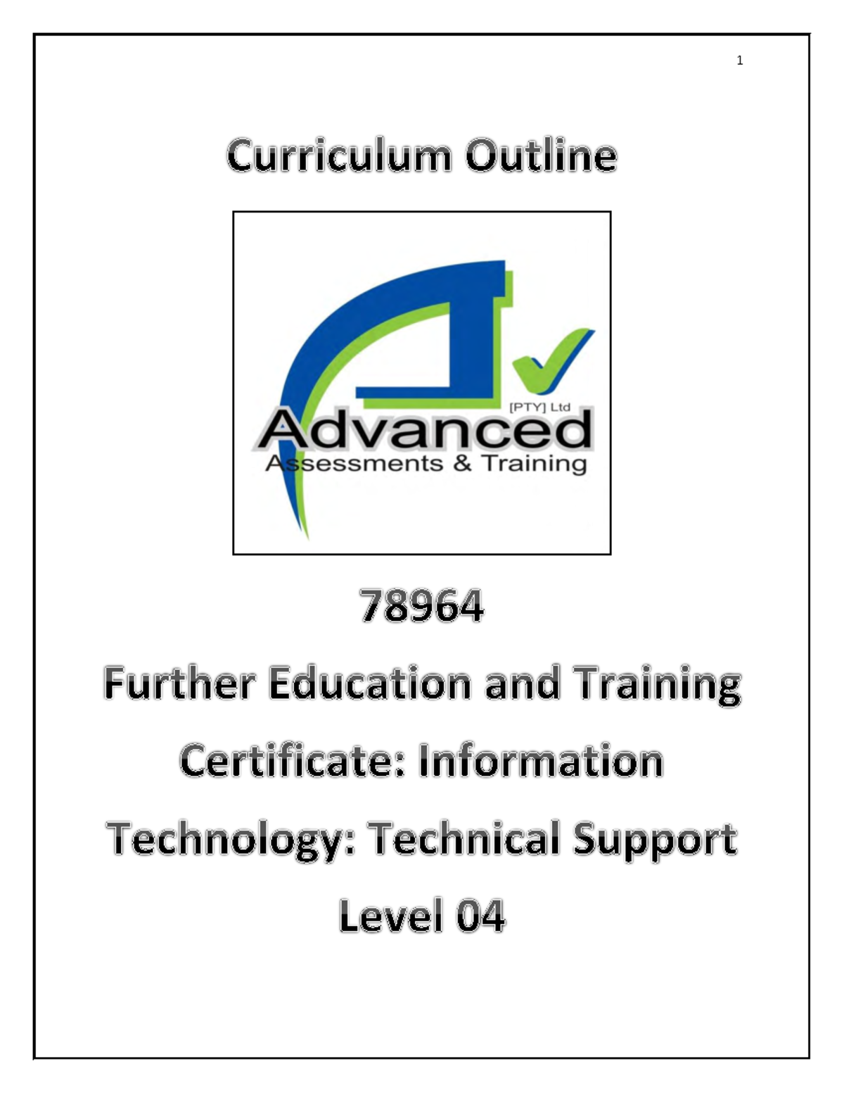 IT Technical Support L4 Curriculum Outline AAAT 78964 June 2020 - Table of Contents Table of ...