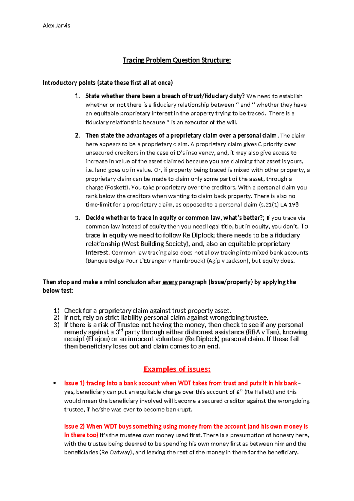 Tracing in Equity Problem Question Struc - Tracing Problem Question ...
