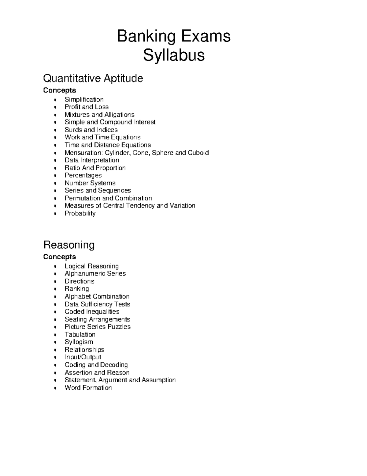 Banking-Exam-Syllabus - Banking Exams Syllabus Quantitative Aptitude ...