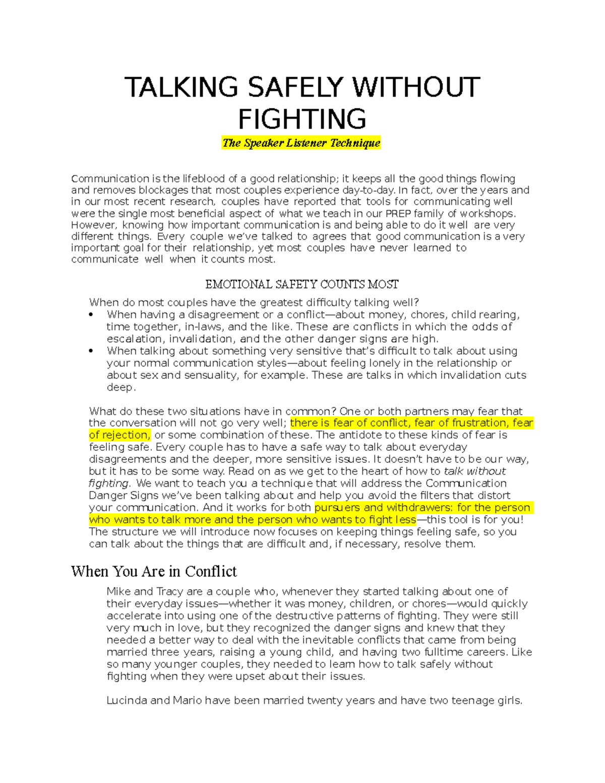 300 Talking Safely Without Fighting - TALKING SAFELY WITHOUT FIGHTING ...