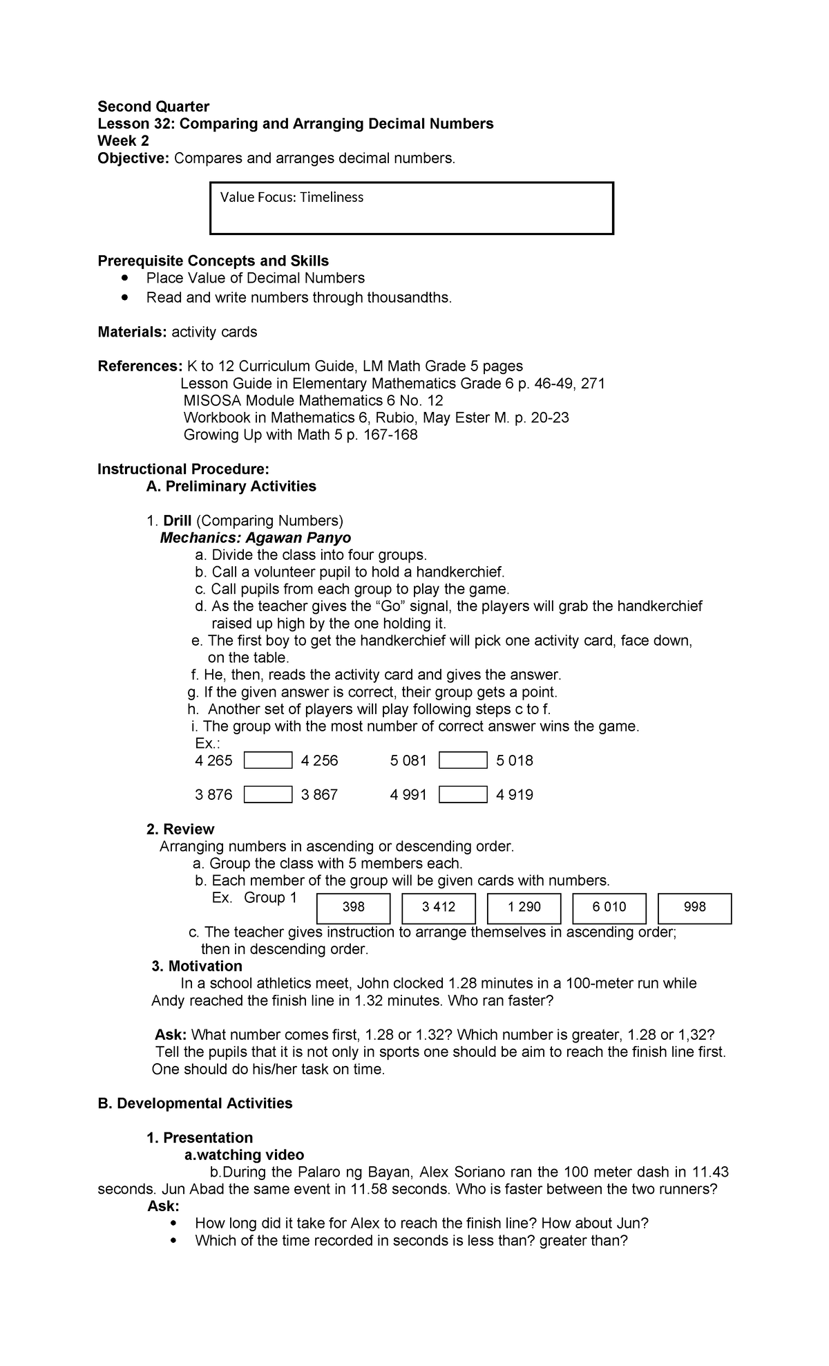 Comparing-and-arranging - Second Quarter Lesson 32: Comparing and ...