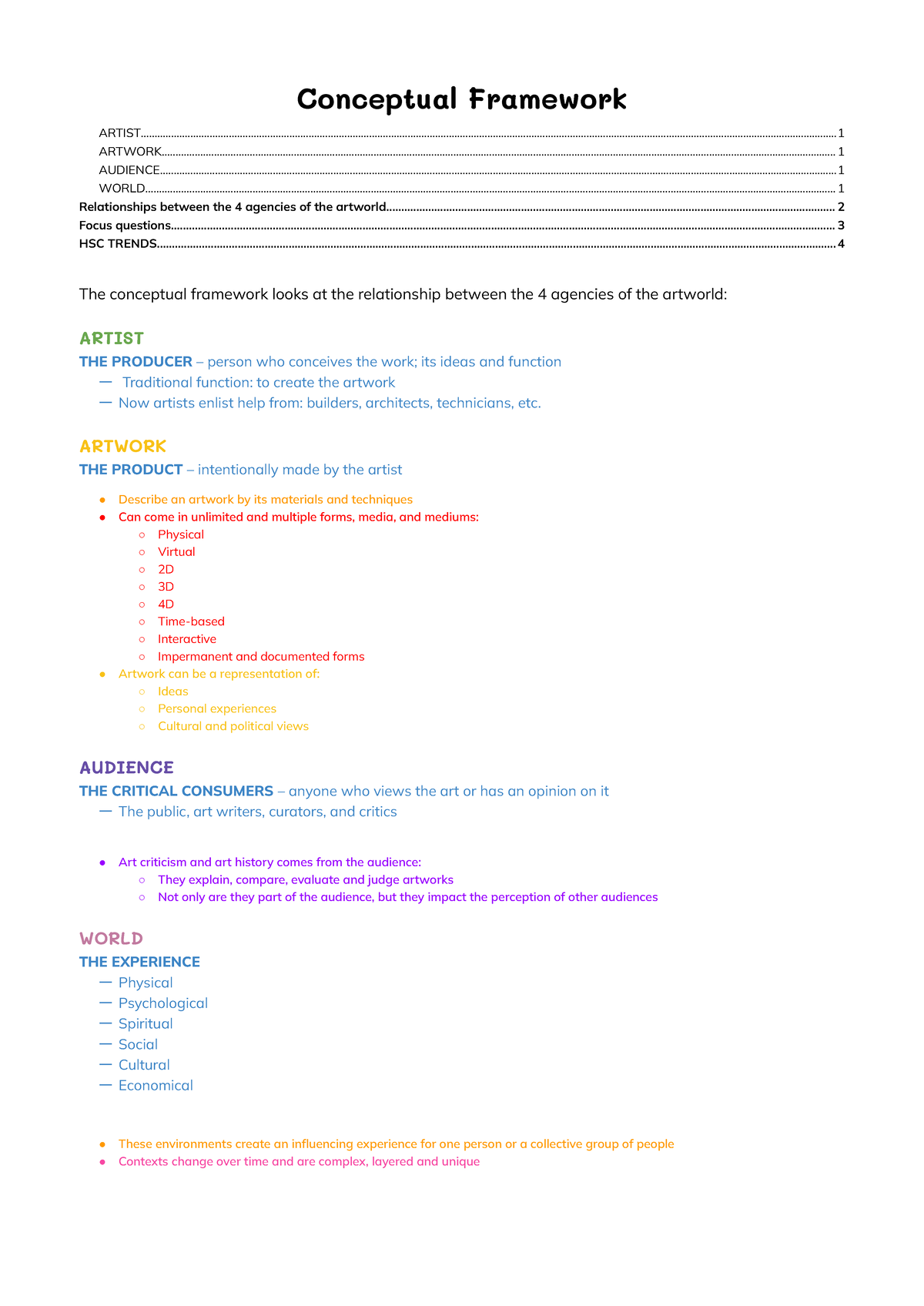 YR12 Visual Arts - Conceptual Framework - Conceptual Framework - Studocu