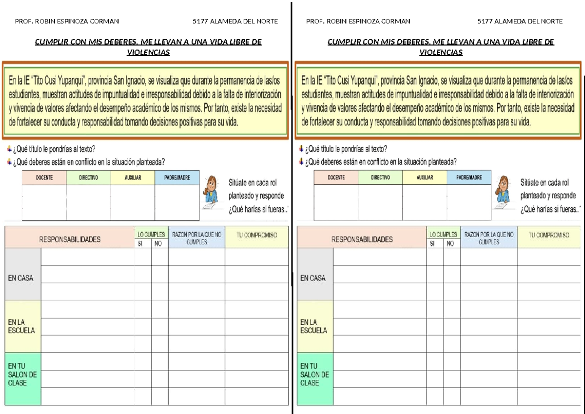 Violencia - tutoria- 2C - Tutoria - PROF. ROBIN ESPINOZA CORMAN 5177 ...